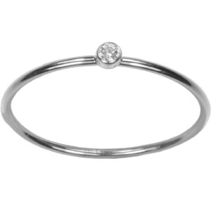 14K White Gold 2mm White CZ Stacking Ring Size 6 Rhodium Finish