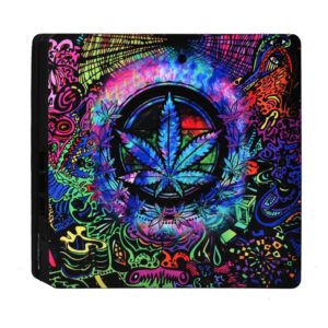 eXtremeRate Full Set Faceplate Skin Decals Stickers and 2 Led Lightbar for ps4 Slim Console & 2 Controller Decal Covers - Psychedelic Cannabis