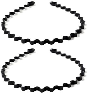 bodbop xingzhe hairband, metal unisex wavy hair hoop with teeth for men, women, and boys, 2 pcs black for sports