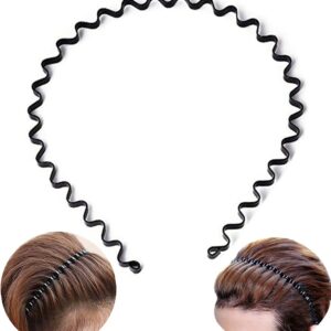 bodbop XINGZHE Hairband, Metal Unisex Wavy Hair Hoop with Teeth for Men, Women, and Boys, 2 PCS Black for Sports