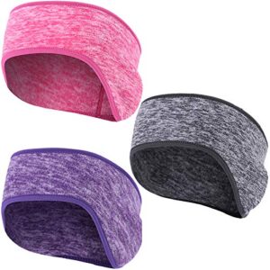 obacle ear warmer headband for winter non slip earmuff for girls women men ear band fleece headband ear cover muffs for running jogging cycling riding yoga (ear warmer, 3 pack gray purple pink)