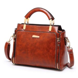 mn&sue vintage satchelhandbags for women shoulder bag work tote cross body messenger bag (brown)