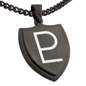 tioneer gunmetal stainless steel solar system planetary pluto shield pendant necklace