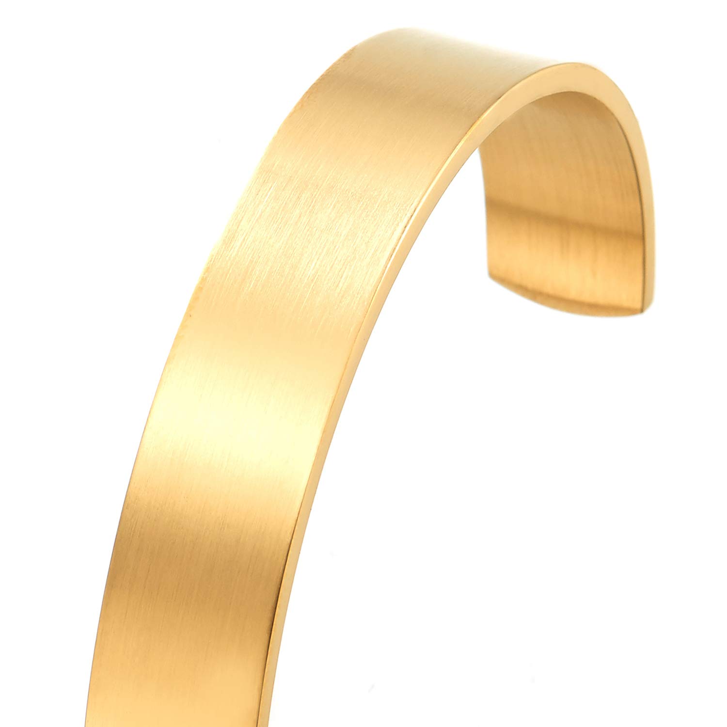 COOLSTEELANDBEYOND 19CM Stainless Steel Adjustable Cuff Bangle Bracelet for Men Women Minimalist Gold Color Satin