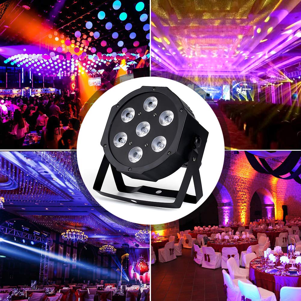 Stage Lights 7x18W Uplights with Strict Testing 6in1 RGBWA UV LED Par Lights Sound Activated DMX512 Control Bright DJ Par Light for Stage Party Club Disco Wedding Events