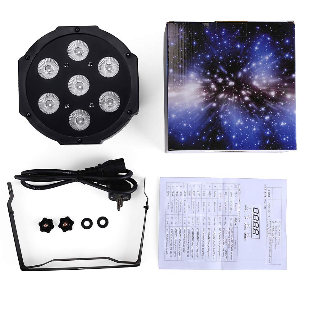 Stage Lights 7x18W Uplights with Strict Testing 6in1 RGBWA UV LED Par Lights Sound Activated DMX512 Control Bright DJ Par Light for Stage Party Club Disco Wedding Events