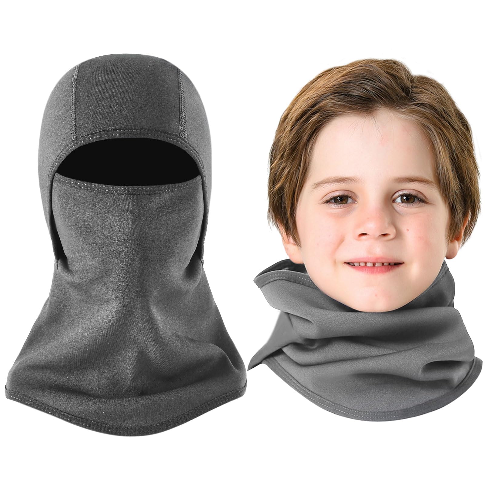 Aegend Kids Balaclava Windproof Ski Face Warmer for Cold Weather Winter Sports Skiing, Running, Cycling, 1 Piece, 4 Colors Gray