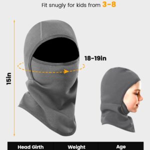 Aegend Kids Balaclava Windproof Ski Face Warmer for Cold Weather Winter Sports Skiing, Running, Cycling, 1 Piece, 4 Colors Gray