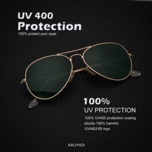 KALIYADI Classic Aviator Sunglasses for Men Women Driving Sun glasses Polarized Lens UV Blocking (3 Pack) 58mm