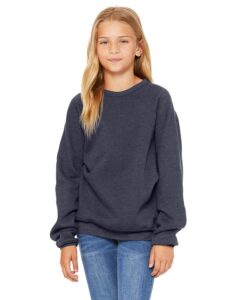 bella + canvas youth sponge fleece sweatshirt s heather navy