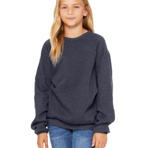 BELLA + CANVAS Youth Sponge Fleece Sweatshirt S Heather Navy