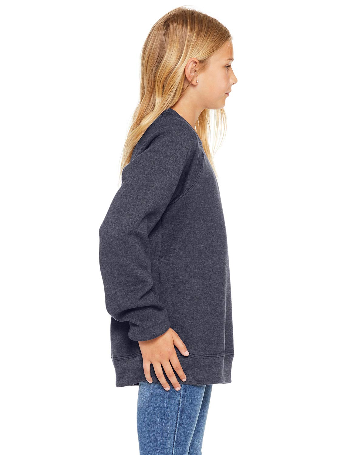 BELLA + CANVAS Youth Sponge Fleece Sweatshirt S Heather Navy