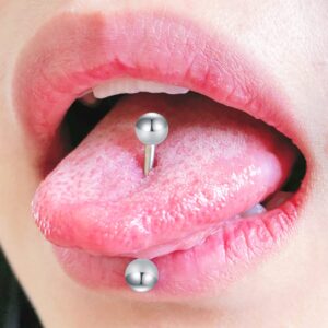 MODRSA 14G Tongue Nipple Rings Nipplerings Piercing Women Straight Barbell Surgical Steel Viper Tongue Tip Piercing Flexible Clear Retainer for Women 5/8" 16mm