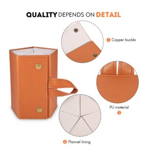 ANYGIFT 5 Slot Foldable Sunglass Organizer PU Leather Multiple Sunglass Case Organizer Travel Size(5 Slot,Brown)