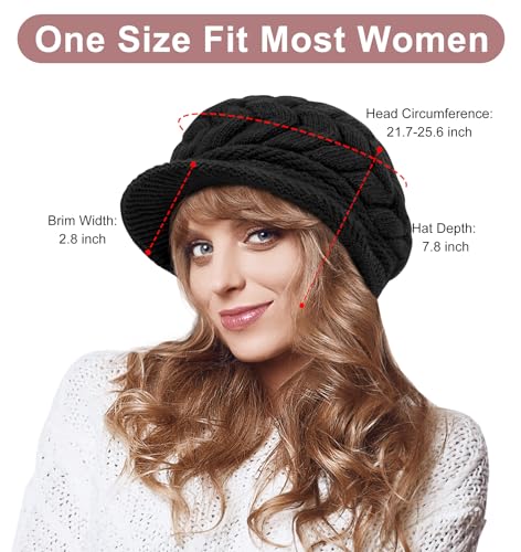 YSense 2 Pack Womens Winter Hats Warm Knit Hat Slouchy Beanie Cap with Brim Gifts