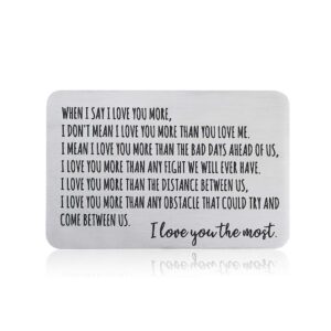 Fleure Esme Wallet Insert Card Gifts For Men Husband From Wife Girlfriend Boyfriend Birthday Gifts Metal Mini Love Note Valentine Wedding Gifts For Groom Bride Him Her Deployment Gifts