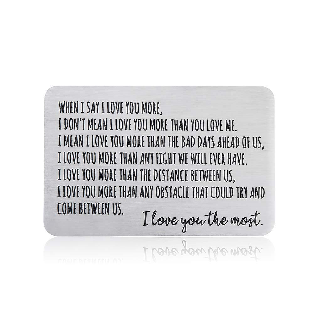 Fleure Esme Wallet Insert Card Gifts For Men Husband From Wife Girlfriend Boyfriend Birthday Gifts Metal Mini Love Note Valentine Wedding Gifts For Groom Bride Him Her Deployment Gifts