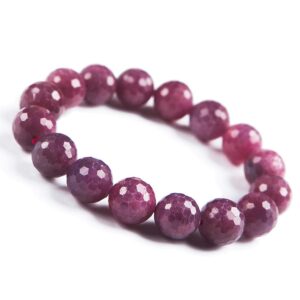 12mm natural red ruby gemstone stretch cut faceted round beads women men bracelet aaaaa