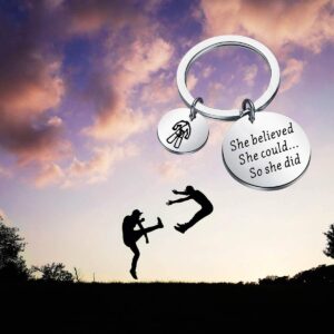 ENSIANTH Martial Arts Keychain She Believed She Could So She Did Keychain Martial Arts Karate Gift (Martial Arts Key)