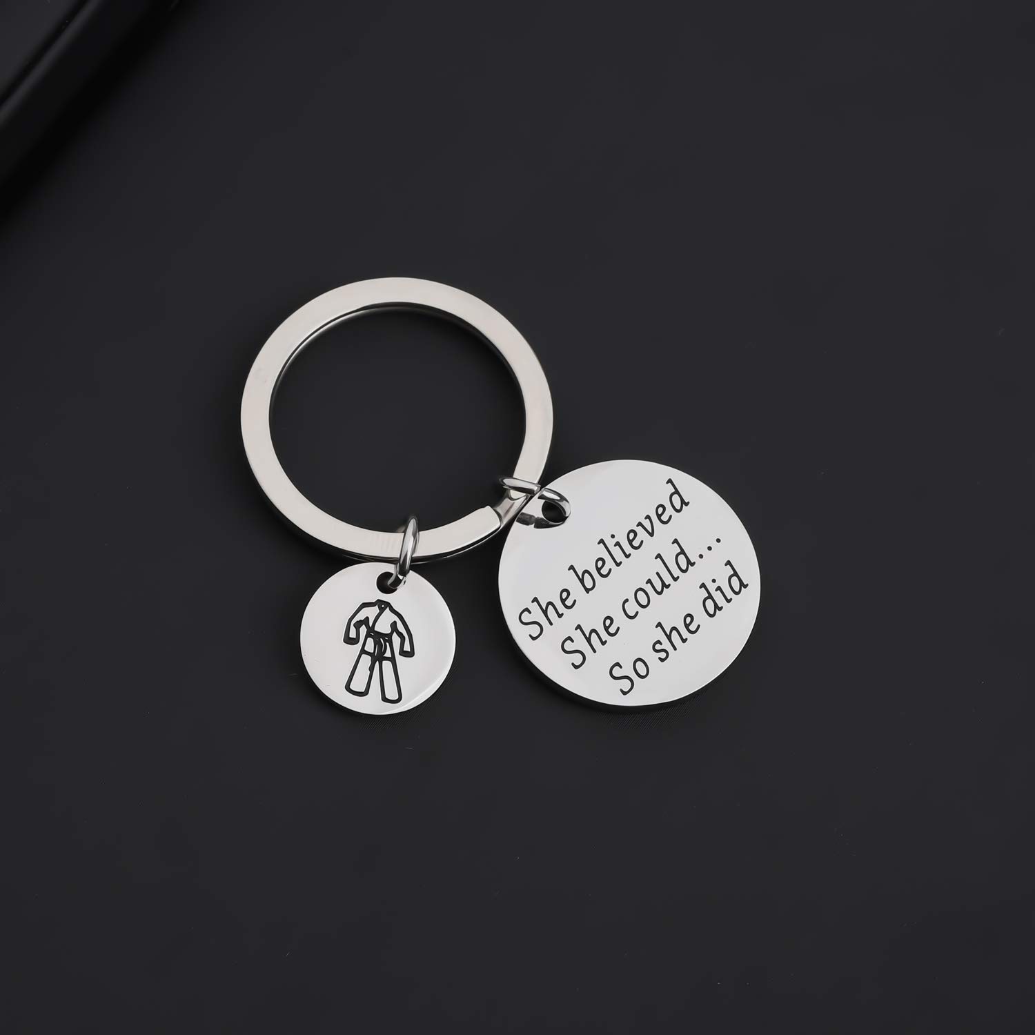 ENSIANTH Martial Arts Keychain She Believed She Could So She Did Keychain Martial Arts Karate Gift (Martial Arts Key)