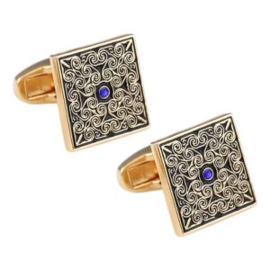 vintage celtic cufflinks luxury blue cubic stone gold tone cuff links yw19