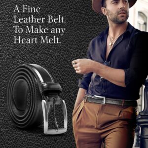 Access Denied Genuine Leather Dress Belts For Men - Mens Belt For Suits, Jeans, Uniform Black Belt - Designed in the USA