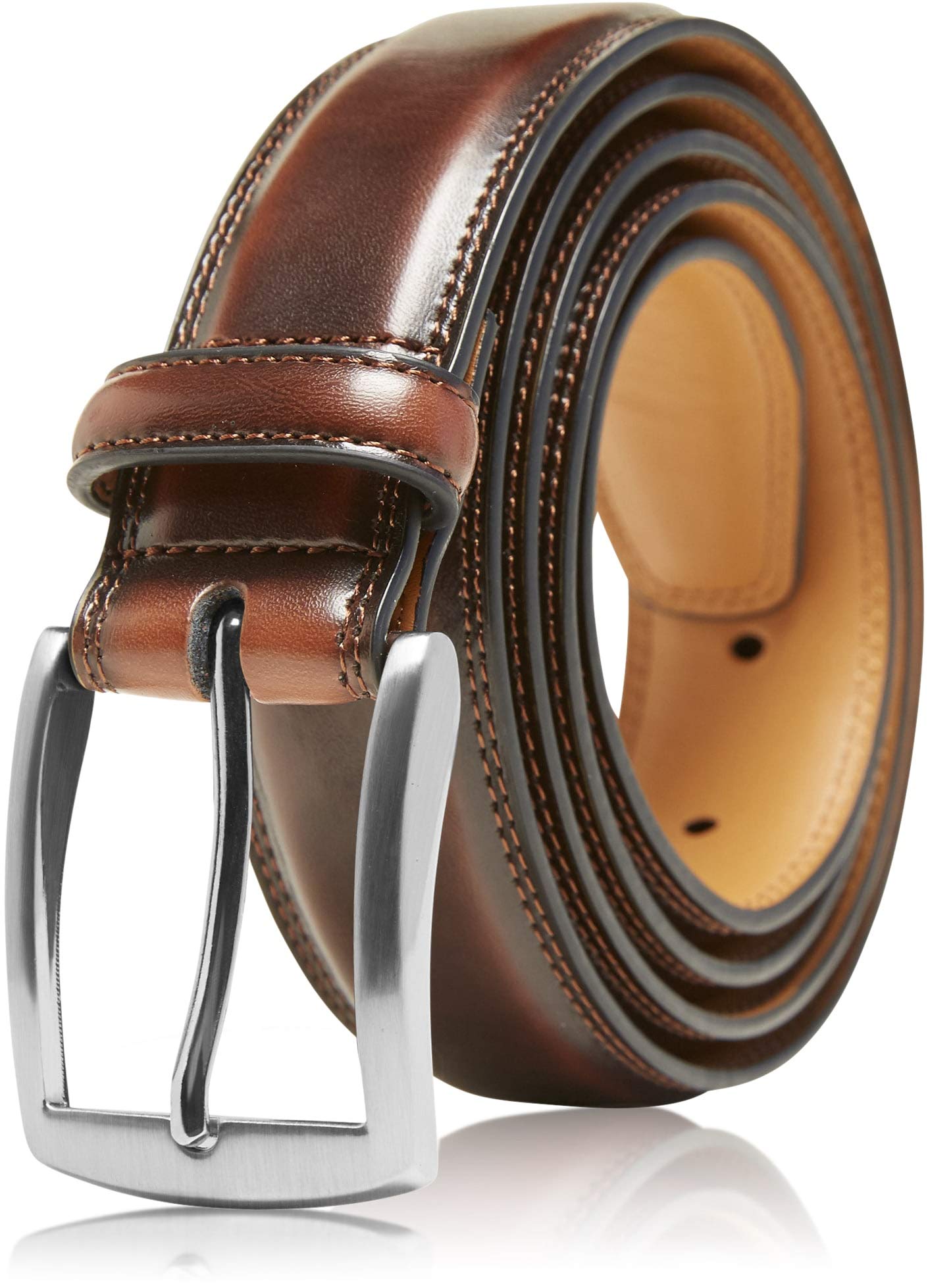 Access Denied Genuine Leather Dress Belts For Men - Mens Belt For Suits, Jeans, Uniform Brown Belt - Designed in the USA