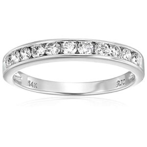 vir jewels 3/4 carat (ctw) diamond wedding anniversary band for women, half eternity round diamond engagement ring 14k white gold channel set 0.75 cttw, size 5.5