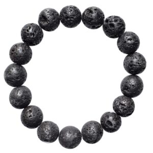 CHARGED Natural Pahoehoe Lava Stone Crystal Essential Oil Diffuser 12mm Bracelet Selenite Charger (12mm Bead Bracelet)