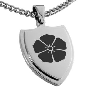 tioneer stainless steel akechi samurai crest shield pendant necklace