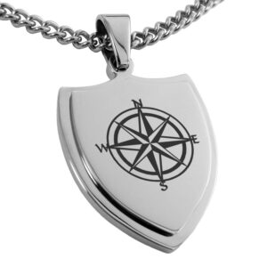 tioneer stainless steel nautical star compass shield pendant necklace