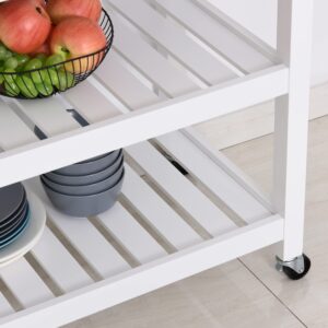 HOMCOM Kitchen Island Rolling Utility Trolley Cart with 2 Drawers Stainless Steel Top - White