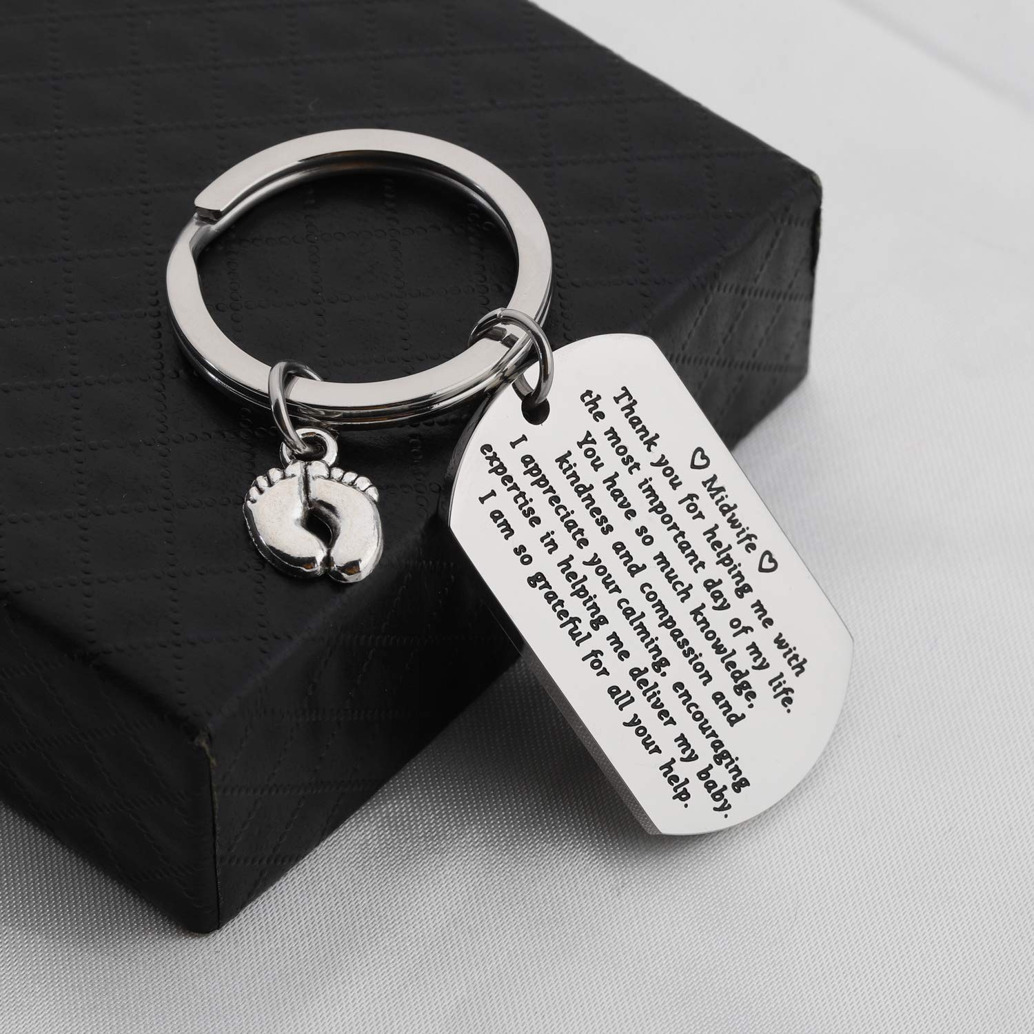 FUSTMW Midwife Thank You Gifts Midwife Keychain Doula Nurse Gift Appreciation Gift For Midwife Obstetrician Thank You For Helping Me With The Most Important Day Of My Life (silver)