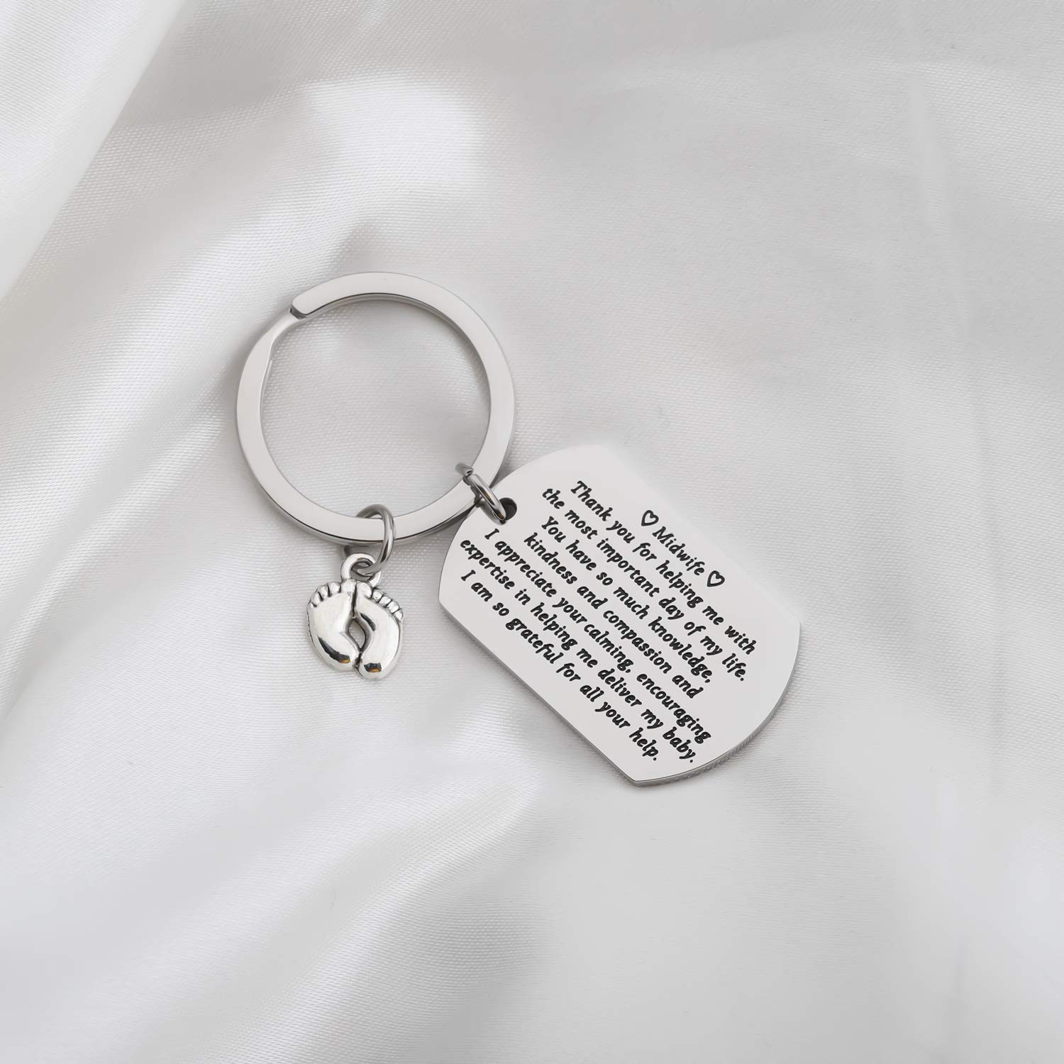 FUSTMW Midwife Thank You Gifts Midwife Keychain Doula Nurse Gift Appreciation Gift For Midwife Obstetrician Thank You For Helping Me With The Most Important Day Of My Life (silver)