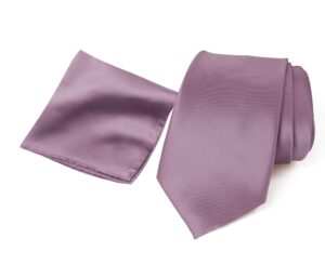 spring notion men's regular solid color satin microfiber tie and handkerchief set dusty wisteria