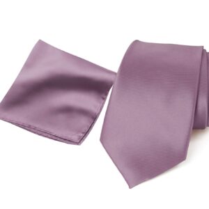 Spring Notion Men's Regular Solid Color Satin Microfiber Tie and Handkerchief Set Dusty Wisteria