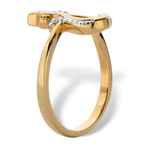 PalmBeach Yellow Gold-plated Genuine Diamond Accent Cat Ring Sizes 6-10 Size 8