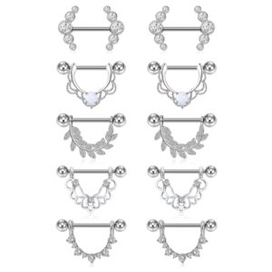 d.bella 14g nipple rings opal cz nipplerings piercing stainless steel nipple straight piercing barbell for women 5pairs