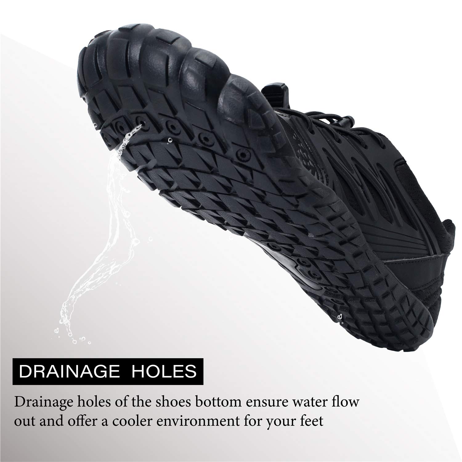 L-RUN Summer Water Shoes Men Women Hiking Aqua Shoes Black M US (Women 11.5, Men 10.5)=EU43