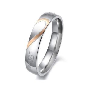 jeulia sterling silver band for women heart shape two tone angel wing fingerprint inlay rings couples wedding engagement promise jewelry with gifts box (heart2, 5)