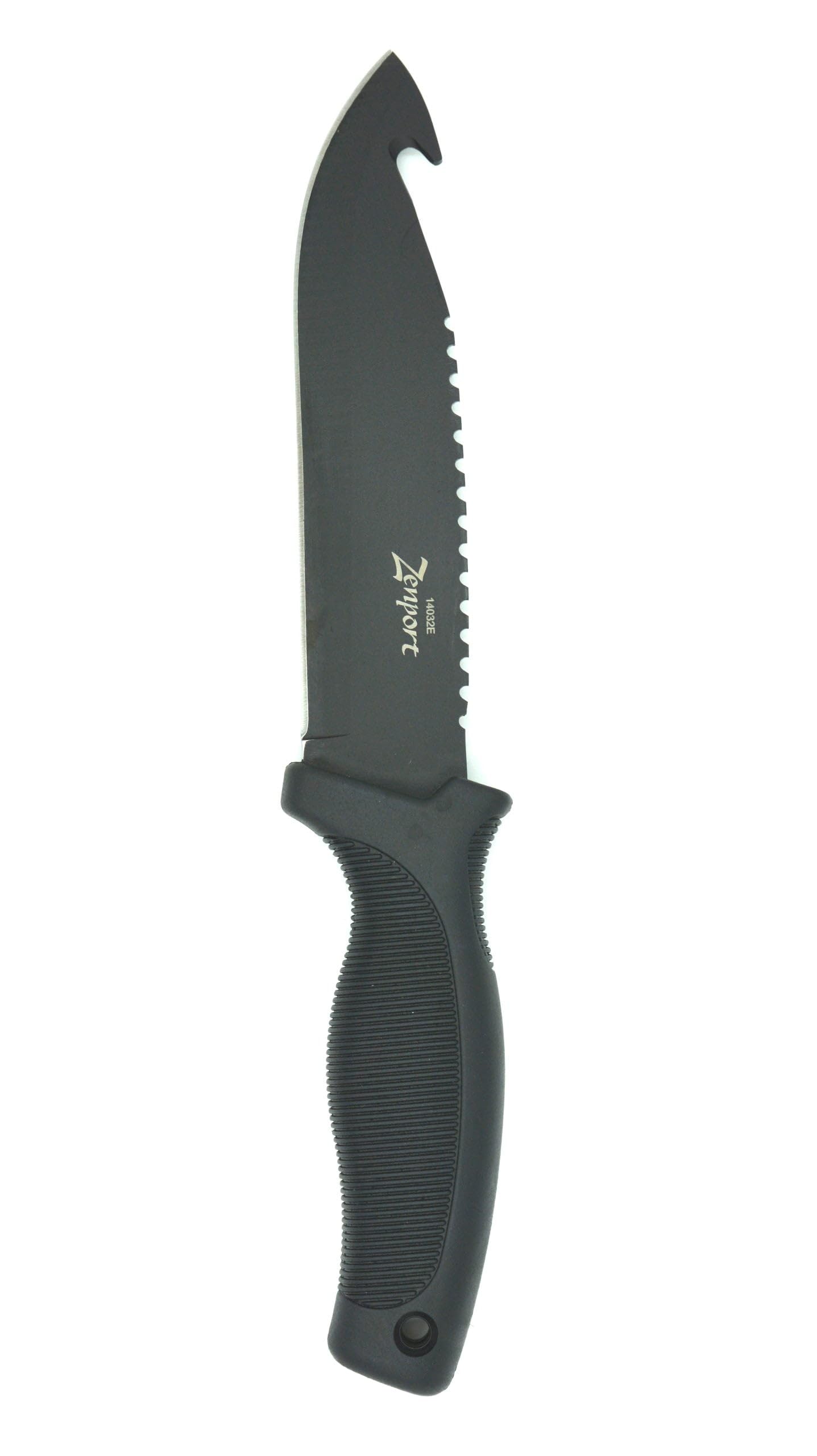 Zenport Hunting Knife 14032E 5.9-Inch 440C Stainless Steel Blade, Blac, Black Handle