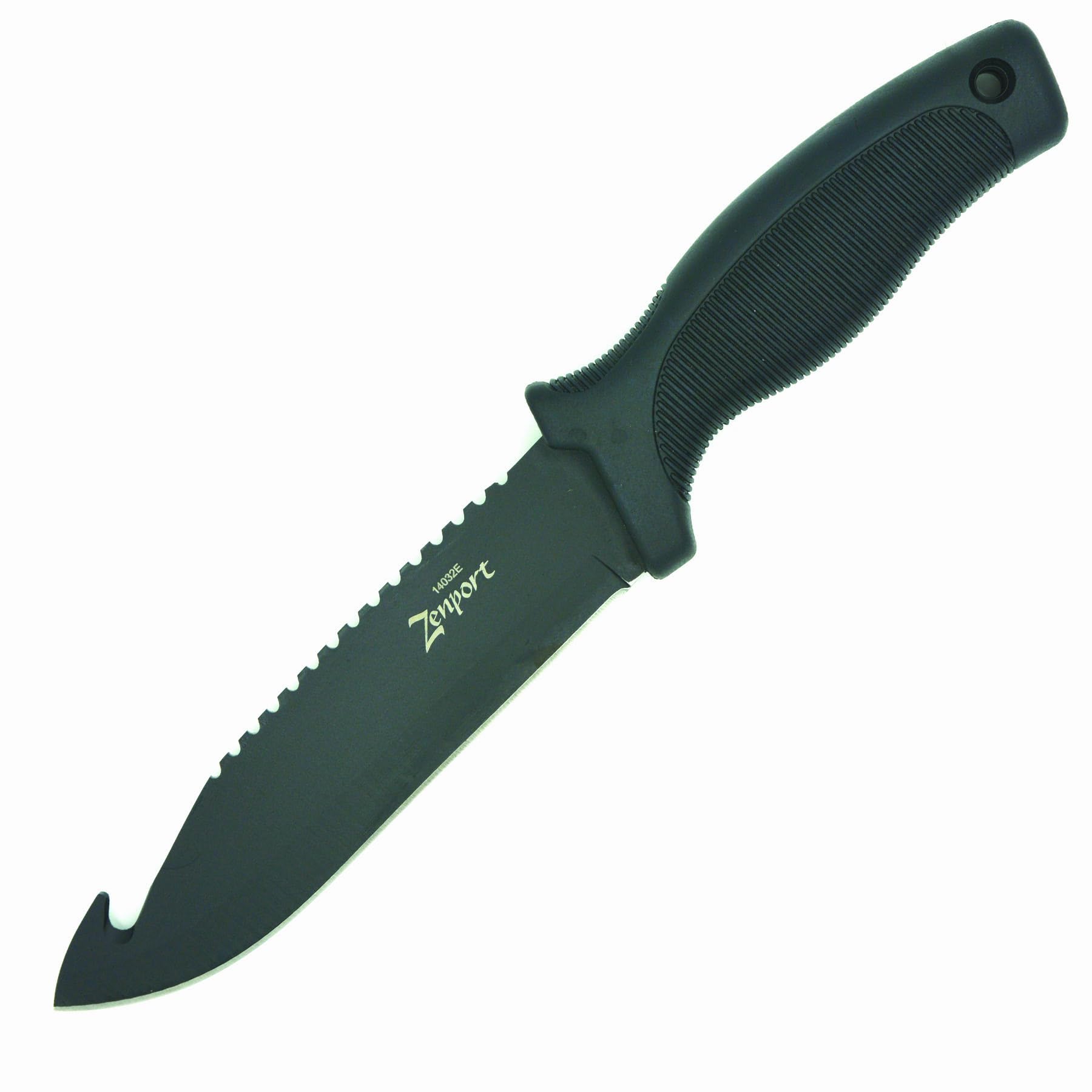 Zenport Hunting Knife 14032E 5.9-Inch 440C Stainless Steel Blade, Blac, Black Handle