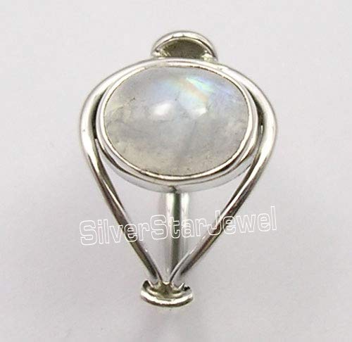 SilverStarJewel 925 Silver Oval Moonstone June Birthstone Ring for Women New Year Any Size 4.5 to 12