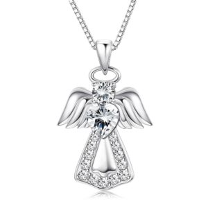 kesaplan 925 sterling silver guardian angel pendant necklace for women you are my angel with wings pendant necklace birthday thanksgiving day mother's day christmas day jewelry gift