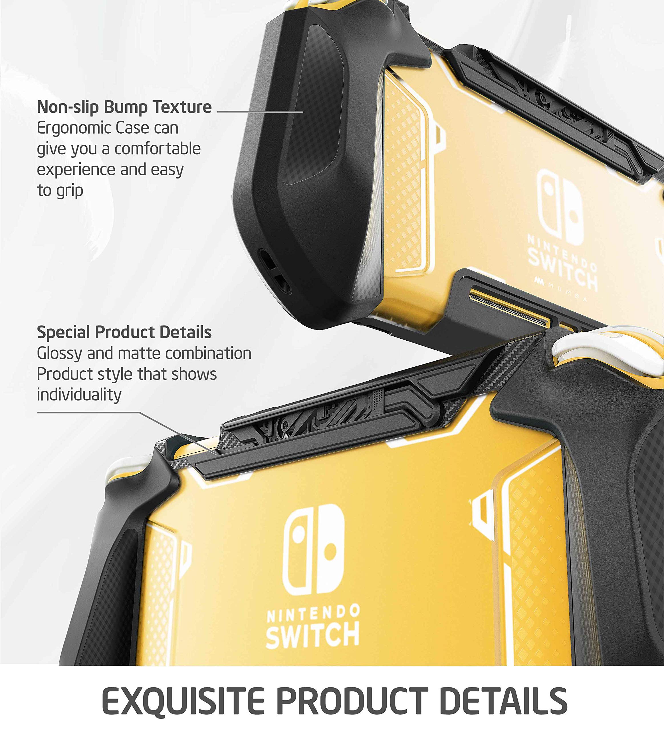 Mumba Grip Case for Nintendo Switch Lite, [Blade Series] TPU Protective Portable Cover Accessories Compatible with Switch Lite Console 2019 Release (Black)