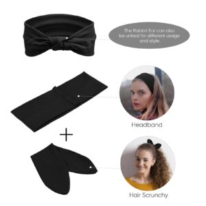 DRESHOW 8 Pack Headbands for Women Bow Knotted Hair Band Facial Cloth Rabbit Ears Running Sport Elastic Hair Wrap