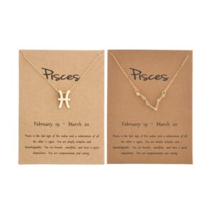 gold pisces zodiac necklace pisces gift zodiac sign necklace astrology pisces birthday gift horoscope constellations jewellery christmas gift (gold-pisces)