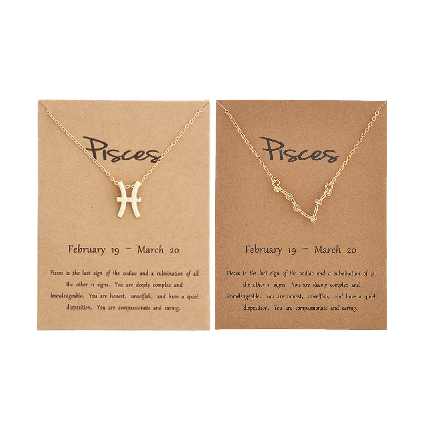 Gold Pisces Zodiac Necklace Pisces Gift Zodiac Sign Necklace Astrology Pisces Birthday Gift Horoscope Constellations Jewellery Christmas Gift (Gold-Pisces)