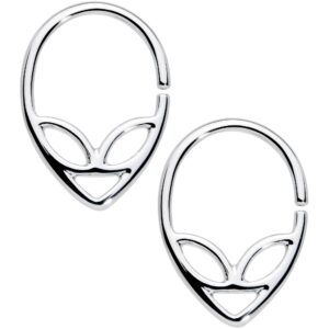 body candy 2pc 14g nipplerings piercing 14mm womens rhodium plated brass alien nipple rings 9/16"