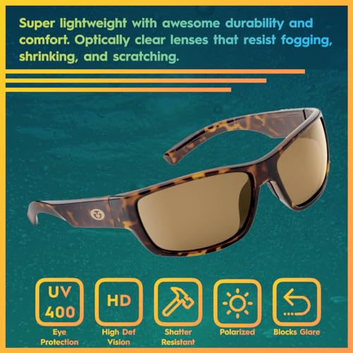 Flying Fisherman 7701TA Matecumbe Polarized Sunglasses, Tortoise Frame, Amber Lens, Medium